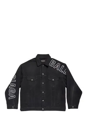 Balenciaga Outline Large Fit Denim Jacket - Black