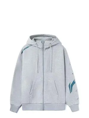 LI-NING Graphic Hooded Jacket 'grey - Grey/blue