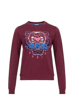 Kenzo Tiger Head Pattern Long Sleeves Pullover Hoodie - Red