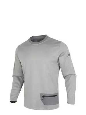 Adidas Fleece Lined Long Sleeve Crewneck With Zippered Pocket - Grey