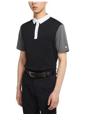 Nike Dri-fit Player Contrasting Colors Golf Sports Short Sleeve Polo Shirt Black - Multi-color