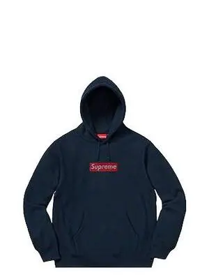Supreme X Swarovski Box Logo Hooded Sweatshirt - Blue