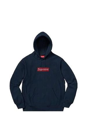 Supreme X Swarovski Box Logo Hooded Sweatshirt - Blue