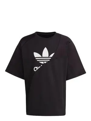 Adidas Originals Round Neck Pullover Logo Printing Short Sleeve Japanese Version Black T-shirt - Default Color