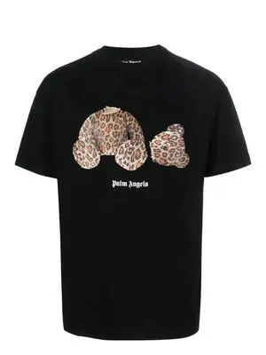 Palm Angels Leopard Bear Classic Tee 'black Brown - Black/brown