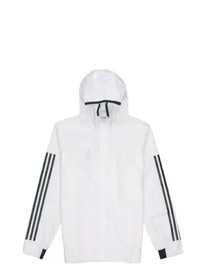 Adidas Hooded Sports Jacket With Striped Sleeves - White