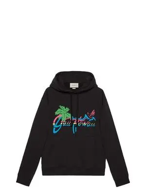 Gucci Hawaii Rainbow Print Hoodie - Black