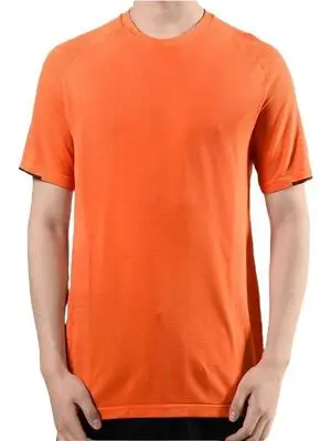 Adidas Solid Color Casual Round Neck Pullover Short Sleeve Orange T-shirt - Default Color