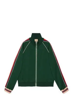 Gucci Gg Jacquard Jersey Zip Jacket - Green