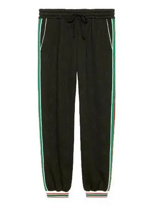 Gucci Classic Red Green Gg Knit Jogging Sports Pants - Black