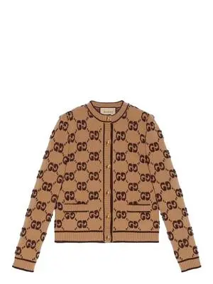 Gucci Gucci GG Wool Boucle Jacquard Cardigan Camel/brown