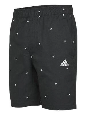 Adidas All Over Print Logo Athleisure Shorts - Black