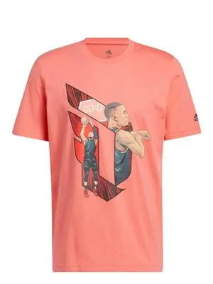 Adidas Dame Casual Basketball Cartoon Character Sports Round Neck Breathable Short Sleeve Pink - Multi-color