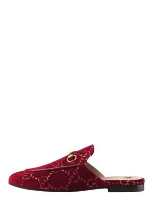 Gucci Princetown Gg Velvet Mules - Red