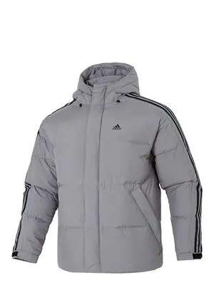 Adidas 3-stripe Puff Down Coat - Grey/black
