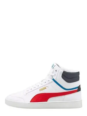 PUMA Shuffle Mid High Top Sneakers - White/red