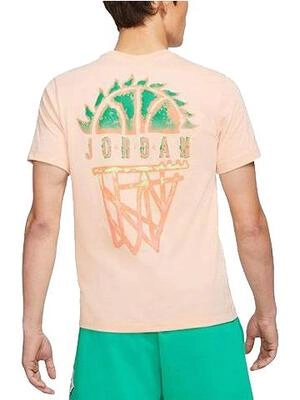 JORDAN Dna Logo Geometry Pattern Printing Round Neck Short Sleeve Orange Pink - Default Color