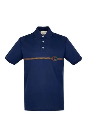 Gucci Logo-embroidered Polo Shirt - Navy