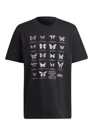 Adidas Originals Butterfly Printing Casual Sports Loose Short Sleeve Black T-shirt - Default Color