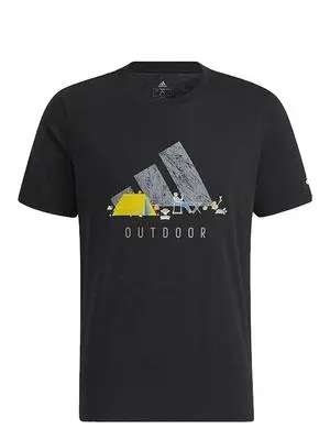 Adidas Printing Logo Solid Color Round Neck Short Sleeve Black T-shirt - Multi-color
