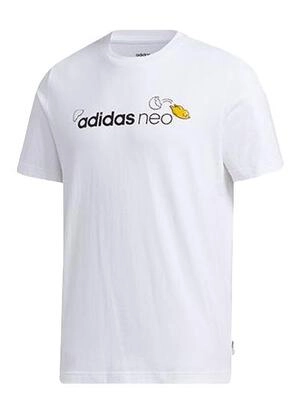 Adidas Neo X Yellow Crossover Logo Printing Round Neck Short Sleeve - White