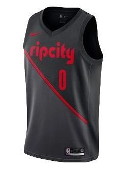 Nike Portland Trail Blazers Damian Lillard Swingman Jersey - Black/red