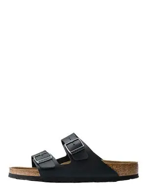 BIRKENSTOCK Arizona Oiled Nubuck Leather Sandals With Buckled Straps - Black