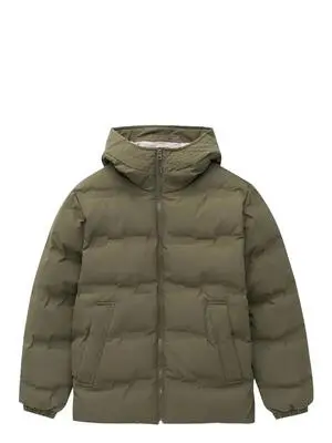 NEW BALANCE Puffer Jacket With Hood - Olive Green