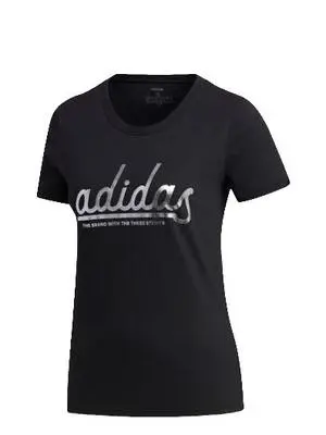 Adidas Alphabet Logo Cotton Short Sleeve T-shirt - Black