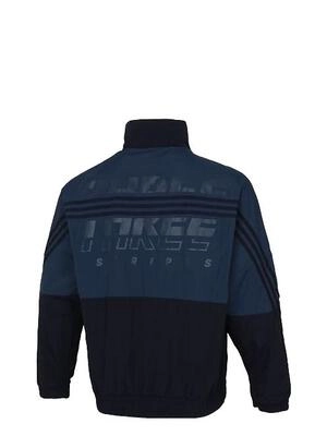 Adidas Sporty Stripes Stand Collar Zip-up Jacket - Blue