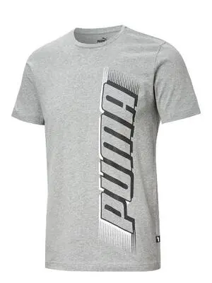 PUMA Chest Large Logo Printed Short Sleeve T-shirt - Grey