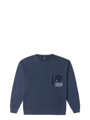 CONVERSE Denim Patchwork Crew Sweatshirt - Navy