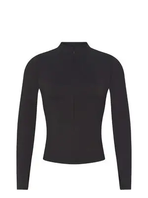 Nike X Skims Matte Zip Front Top - Obsidian
