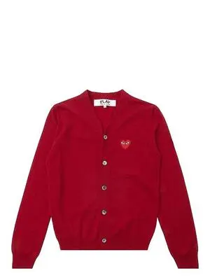 Play Comme Des Garcon Emblem Cardigan - Red