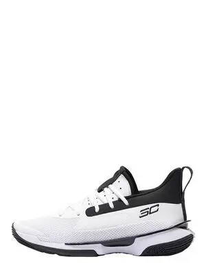 Under Armour Curry 7 Team Mid Top Athletic Sneakers - Black/white