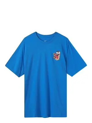 Nike Shoe Printing Sports Round Neck Short Sleeve - Blue