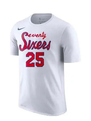 Nike Philadelphia 76ers Dri-fit Nba Quick Dry Short Sleeve T-shirt - White
