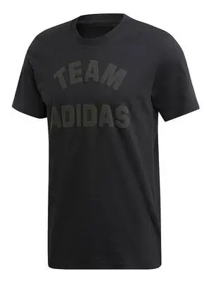 Adidas V Alphabet Printing Casual Sports Round Neck Short Sleeve - Black