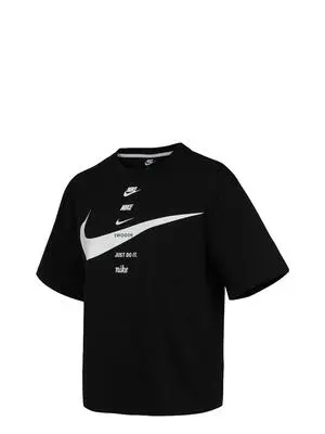 Nike Logo Printed Loose Fit T-shirt - Black