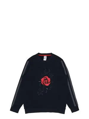Adidas Crewneck Pullover With Rose Graphic - Black