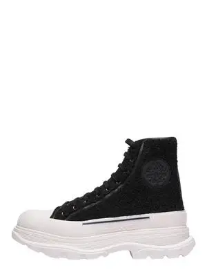 Alexander McQueen Tread Slick High Top Lace Up Boots - Black/beige
