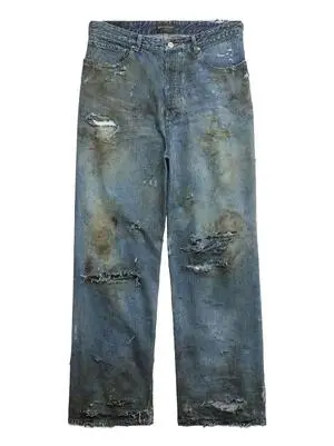 Balenciaga Super Destroyed Baggy Jeans - Light Blue