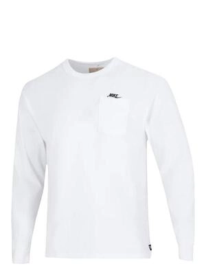 Nike Solid Color Alphabet Logo Athleisure Casual Sports Round Neck Long Sleeves Autumn White T-shirt - Default Color