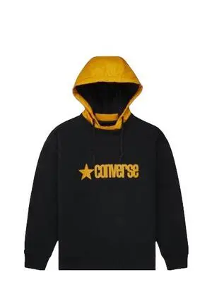 CONVERSE Logo Letter Hooded Sports Sweater - Black