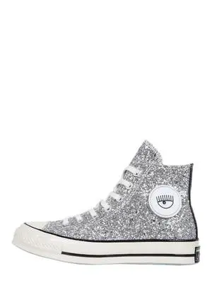 CONVERSE Converse X Chiara Ferragni Chuck 70 Silver Glitter High Top Sneakers Black