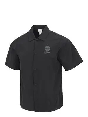 Adidas Neo Solid Color Alphabet Logo Printing Athleisure Casual Sports Lapel Short Sleeve Shirt Black - Default Color