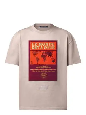 LOUIS VUITTON Embellished Graphic Cotton T-shirt - Ivory