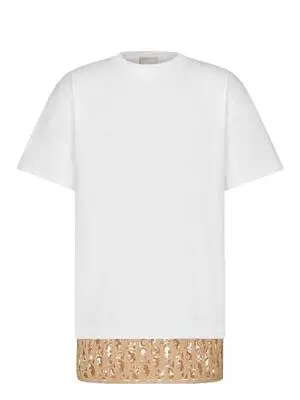 Dior Ss21 Pattern Loose Round Neck Short Sleeve - White