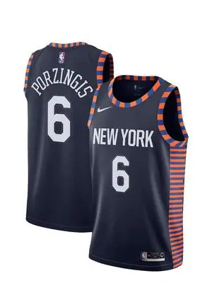 Nike Nba Nyc Knicks Porzingis City Edition Swingman Jersey - Black