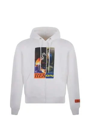 Heron Preston Split Herons Hoodie - White/orange/multi